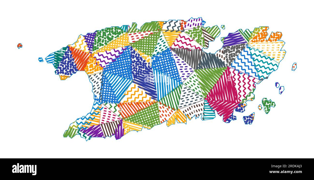 Kid style map of Vis. Hand drawn polygons in the shape of Vis. Vector ...