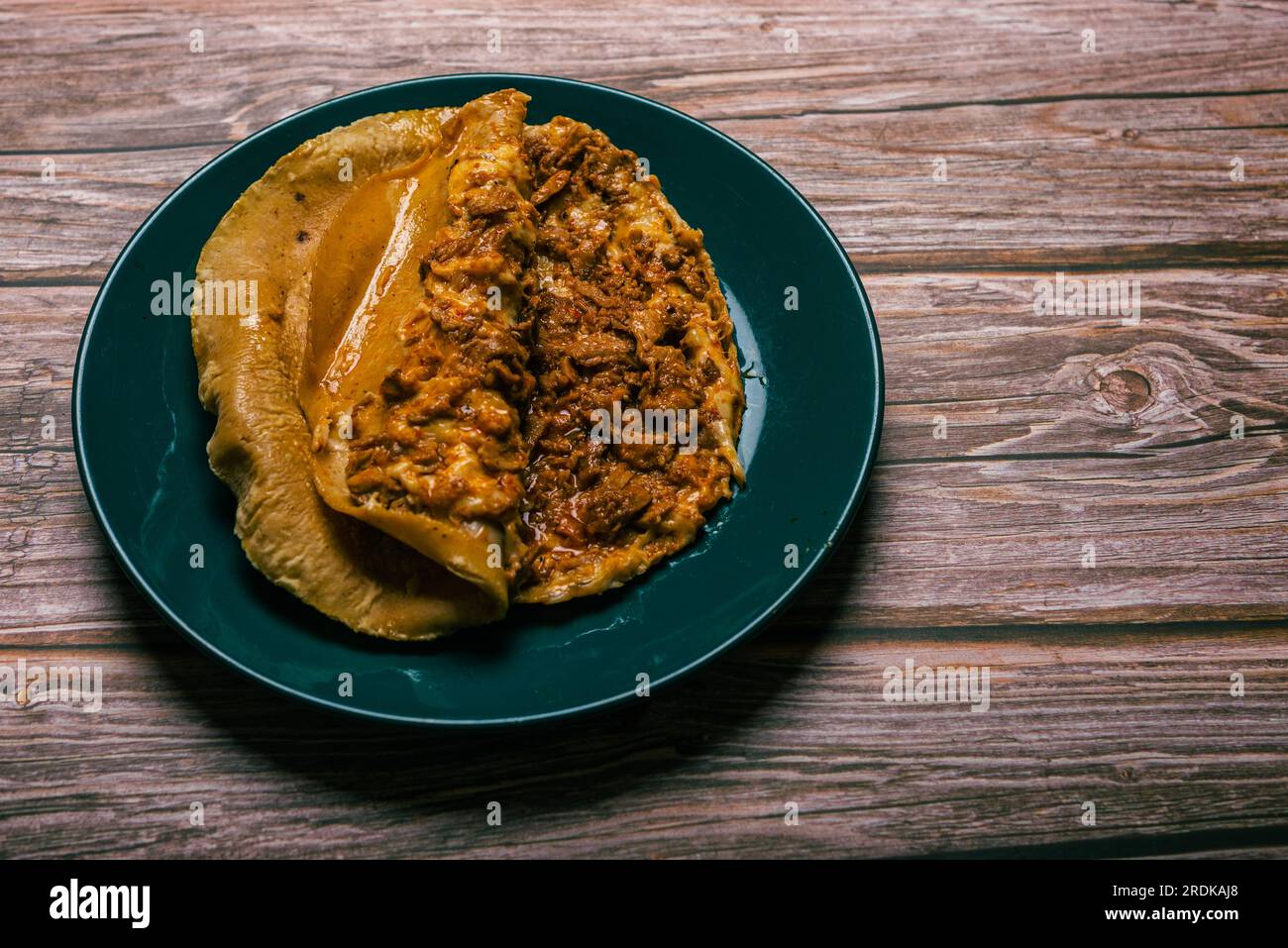 Gringa, typical Mexican dish. Gringa pastor a la diabla served with ...