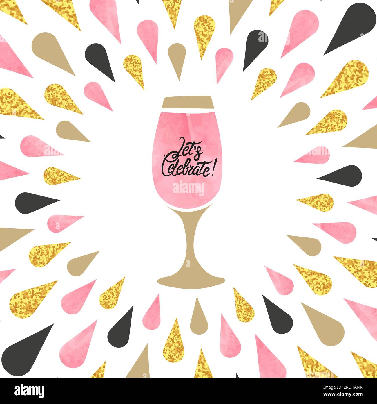 Celebration circle background with drops and champagne glass Stock ...