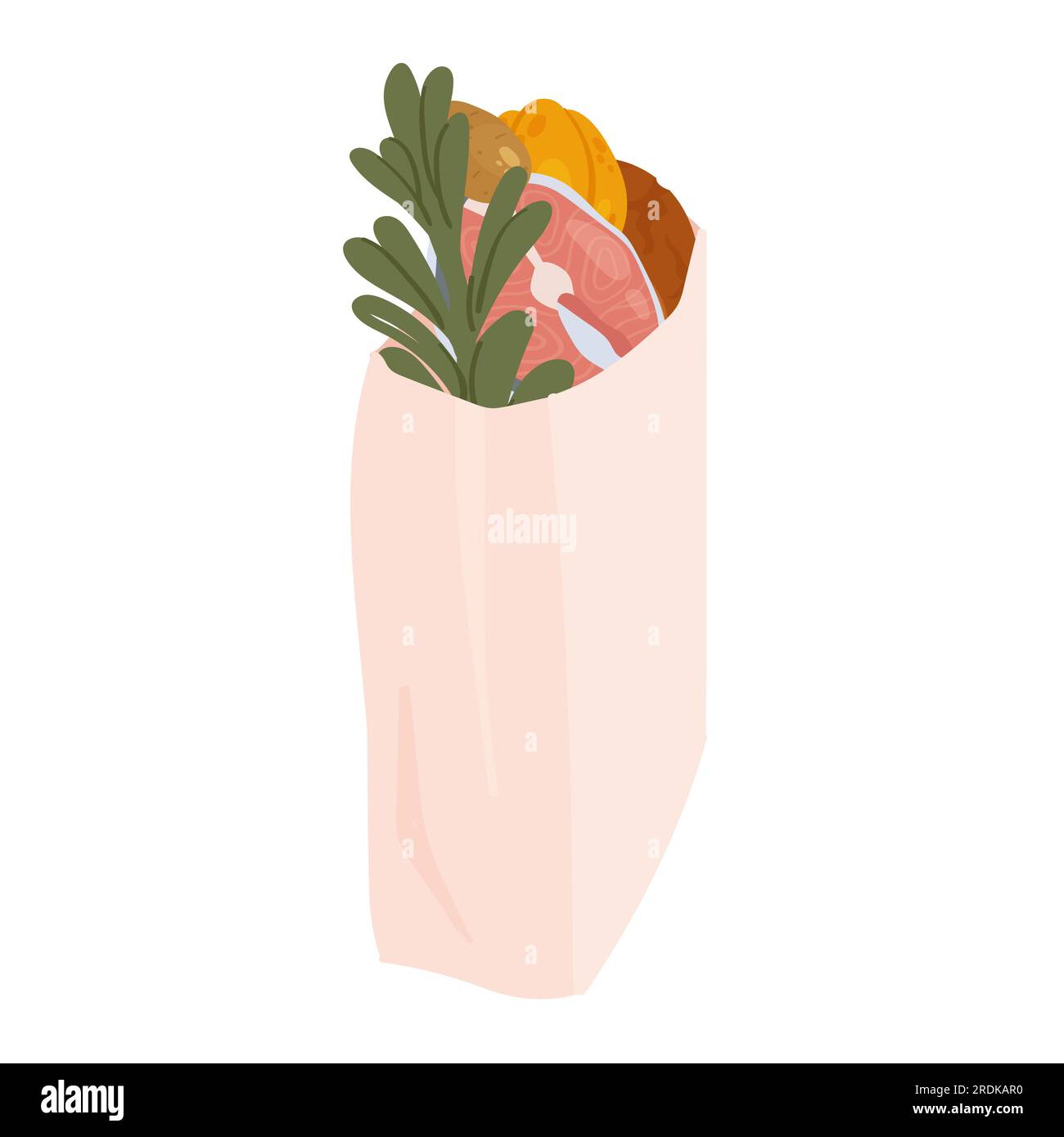 Grocery bag. Shopping food pack, paper sack with fresh products vector ...