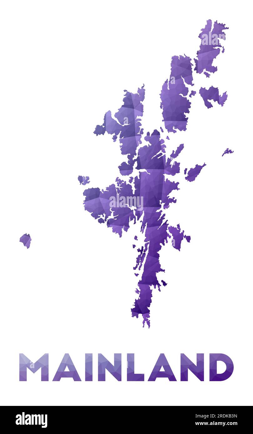 Map of Mainland. Low poly illustration of the island. Purple geometric ...