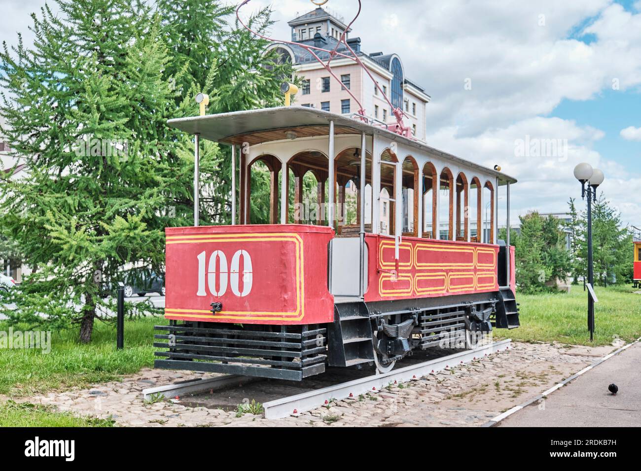 Kazan, Russia - June 8, 2023: Retro tram on Peterburgskaya street.Two ...