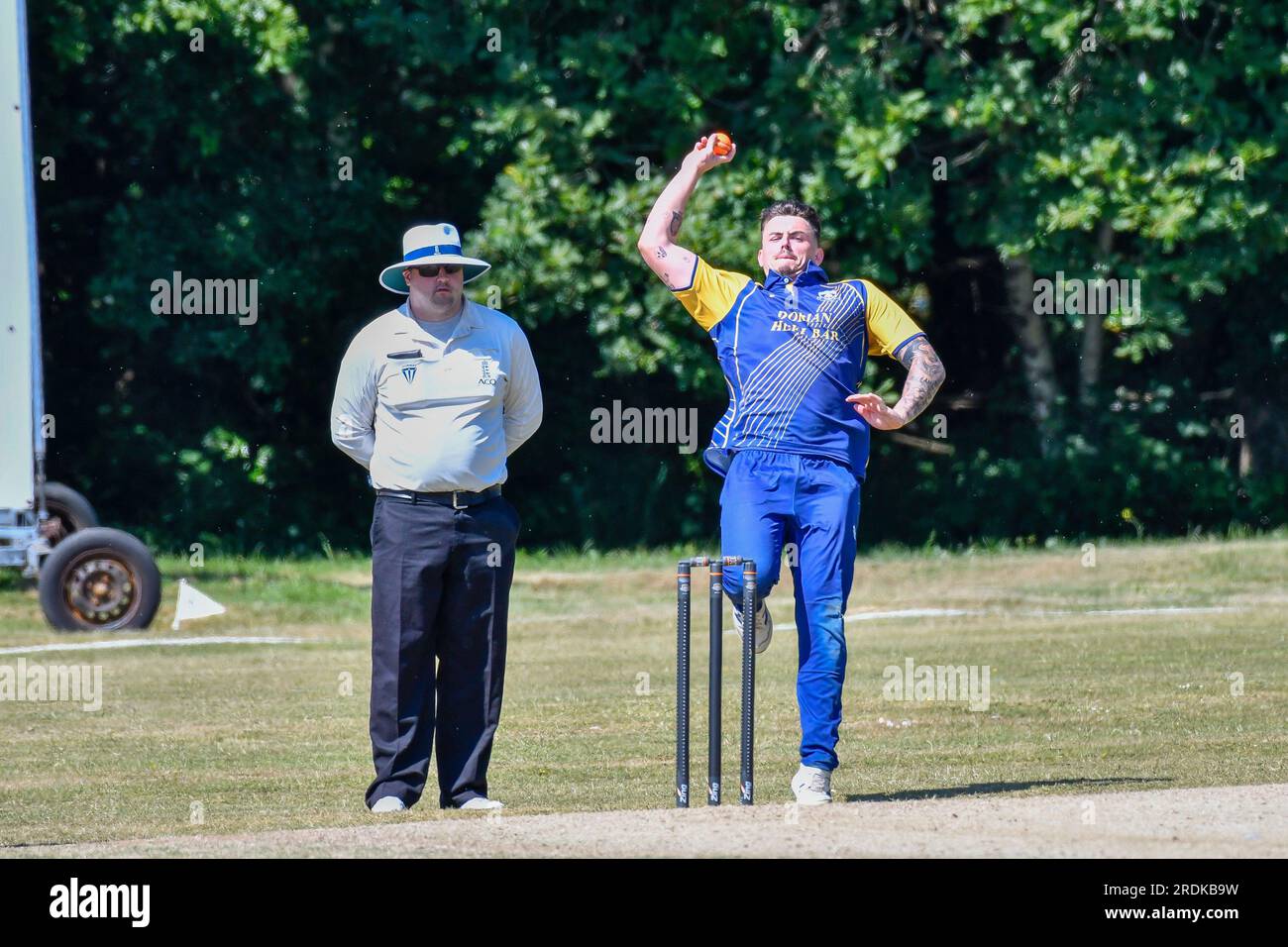 Clydach, Wales. 3 June 2023. Jack Todd of Clydach bowling during the ...