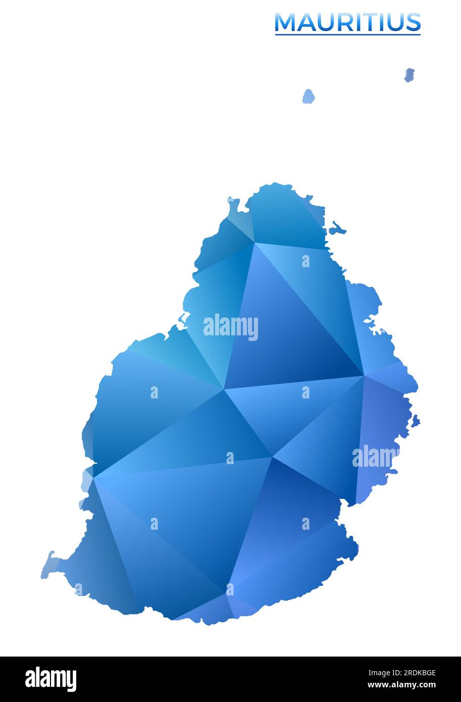 Vector polygonal Mauritius map. Vibrant geometric island in low poly style. Powerful ...