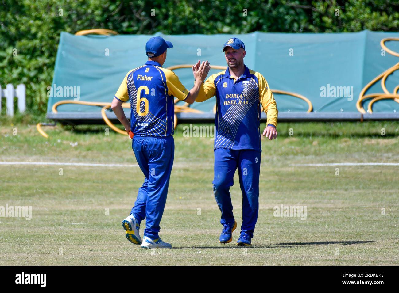 Clydach, Wales. 3 June 2023. Nicky Fisher of Clydach is congratulated ...