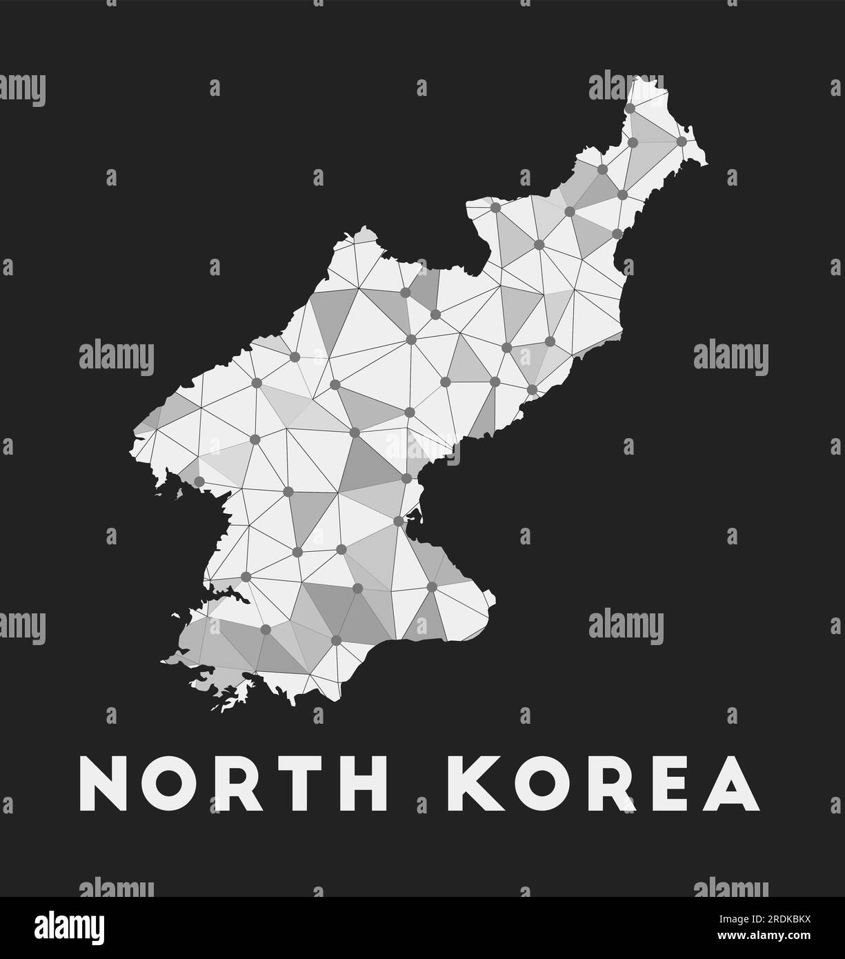 North Korea - communication network map of country. North Korea trendy ...
