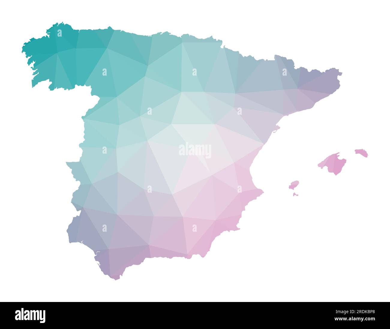 Polygonal map of Spain. Geometric illustration of the country in ...