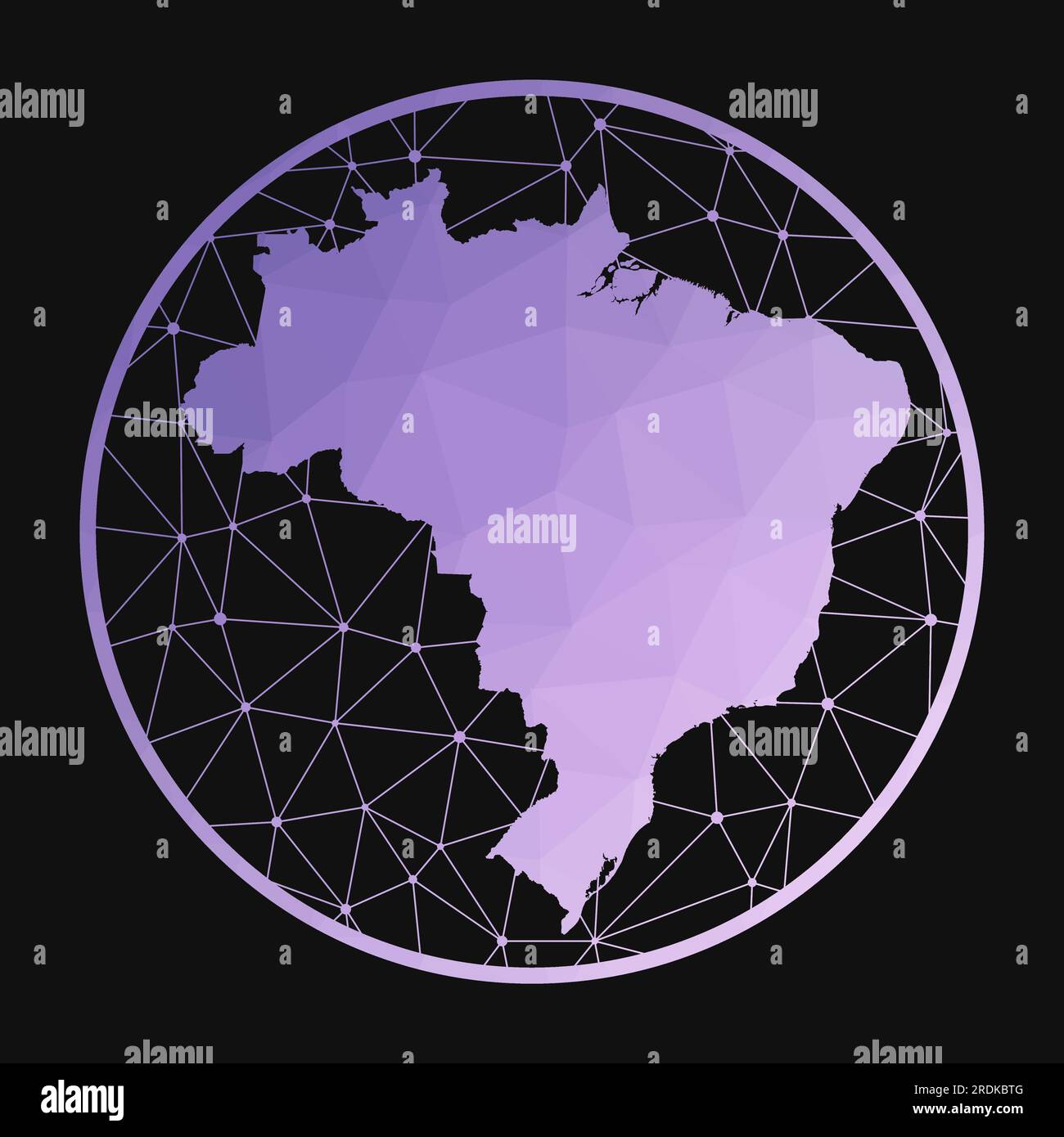 Brazil icon. Vector polygonal map of the country. Brazil icon in ...