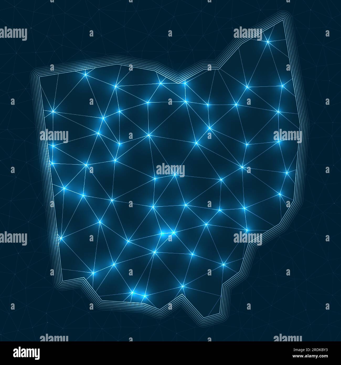 Ohio network map. Abstract geometric map of the US state. Digital ...