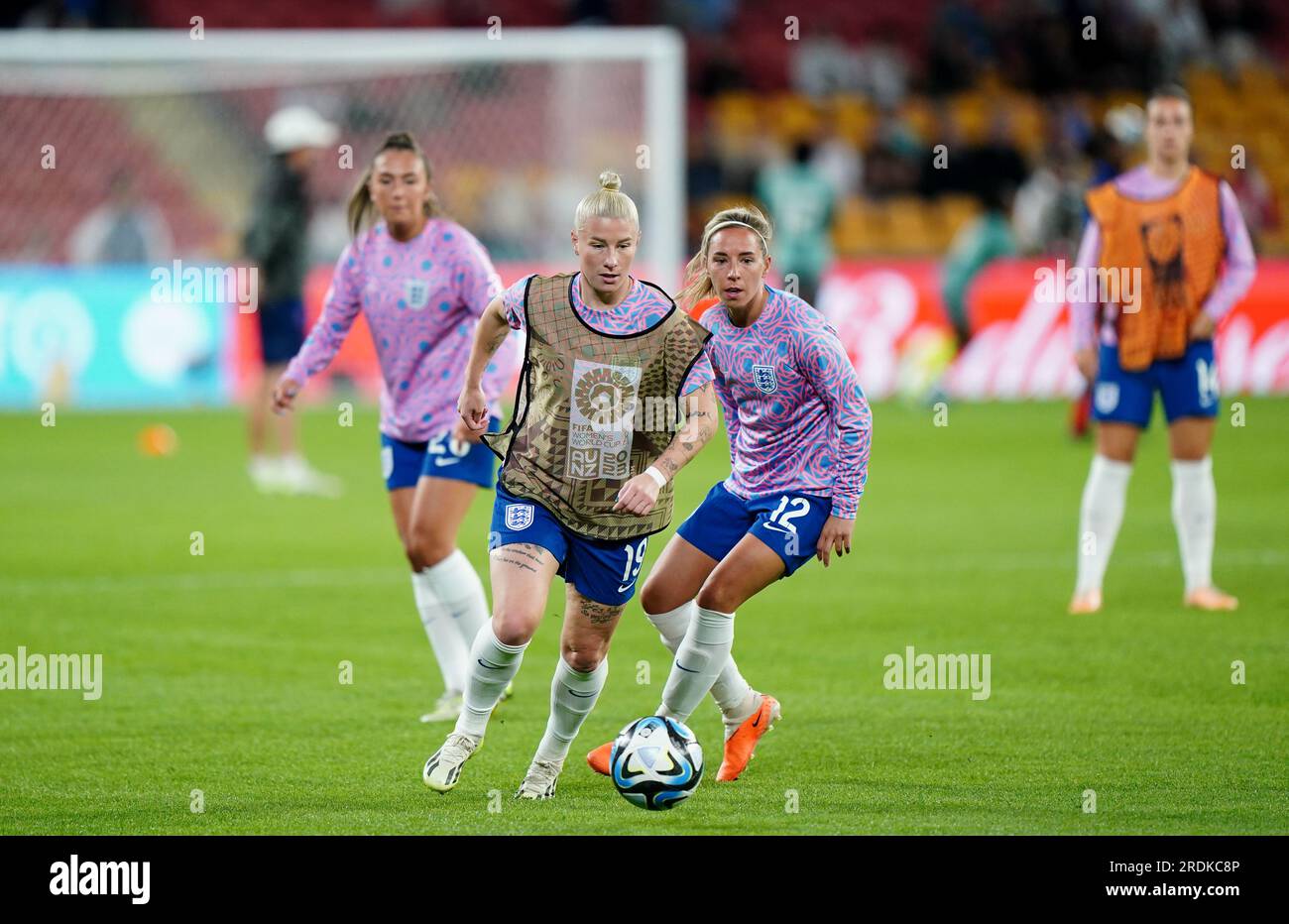 England's Bethany England (left) warms up prior to the FIFA Women's ...