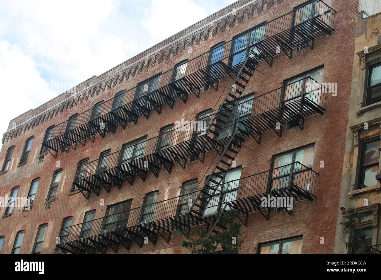 fire escape ladder in new york low manhattan apartment exterior on the ...