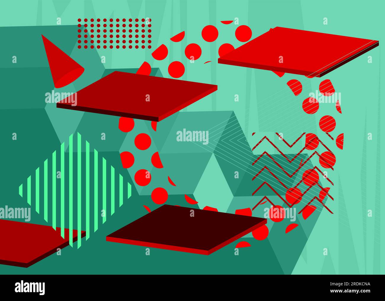 Turquoise and red graphic background illustration design. Vector with ...