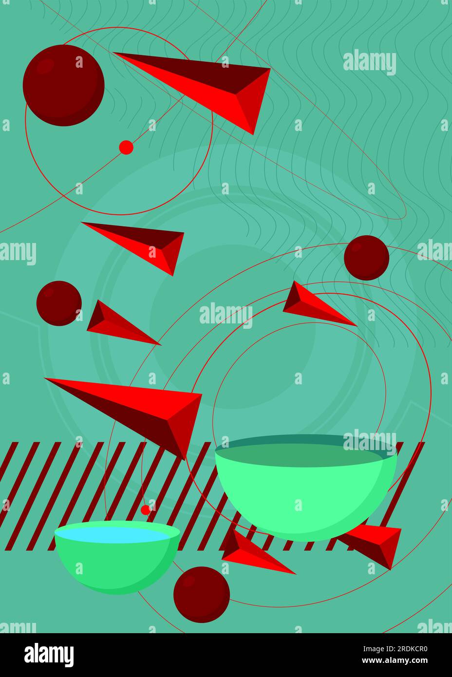 Turquoise and red graphic background illustration design. Vector with ...