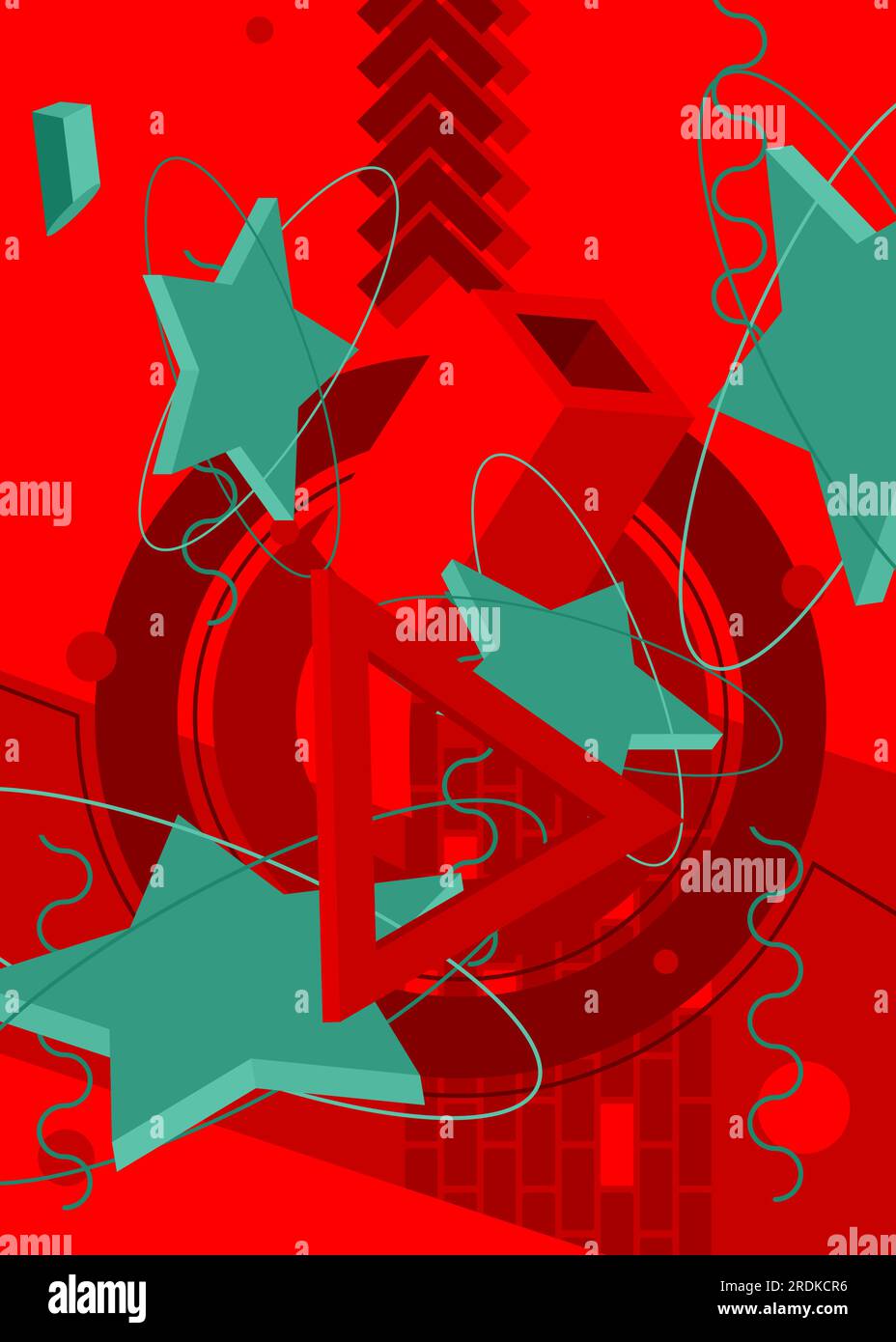 Turquoise and red graphic background illustration design. Vector with ...