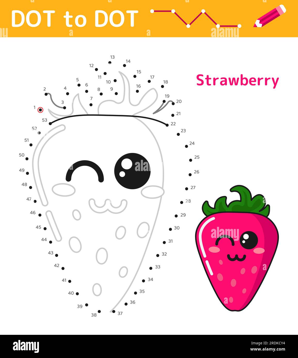 Numbers game Dot to dot. Game for kids. Strawberry Stock Vector Image ...