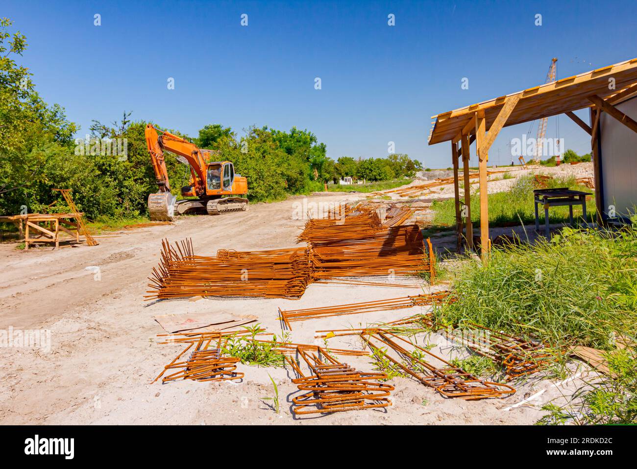 Alfresco improvised warehouse with parts of disassembled rusty ...