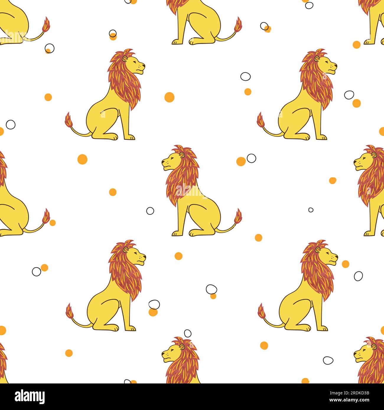 Seamless cartoon lion pattern. Vector background Stock Vector Image ...