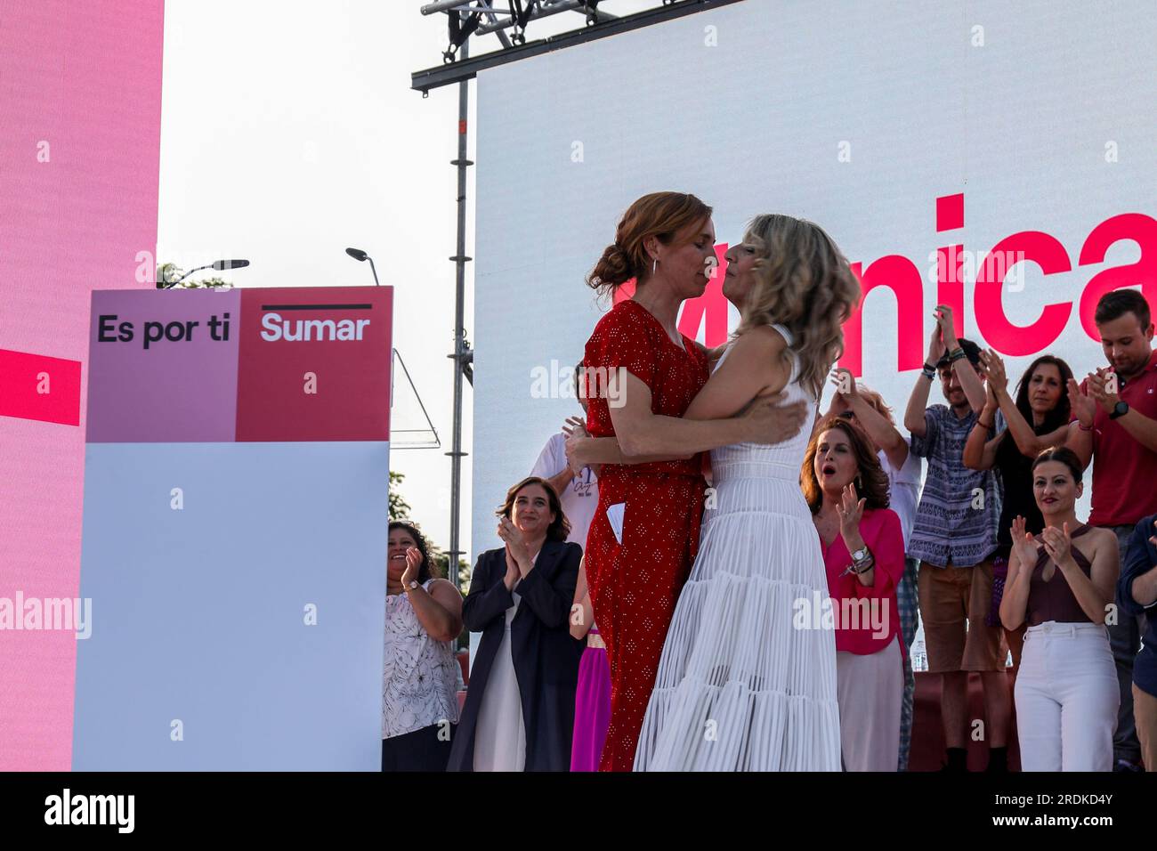Madrid, Spain. 21st July, 2023. Yolanda Diaz (R), leader of the SUMAR ...