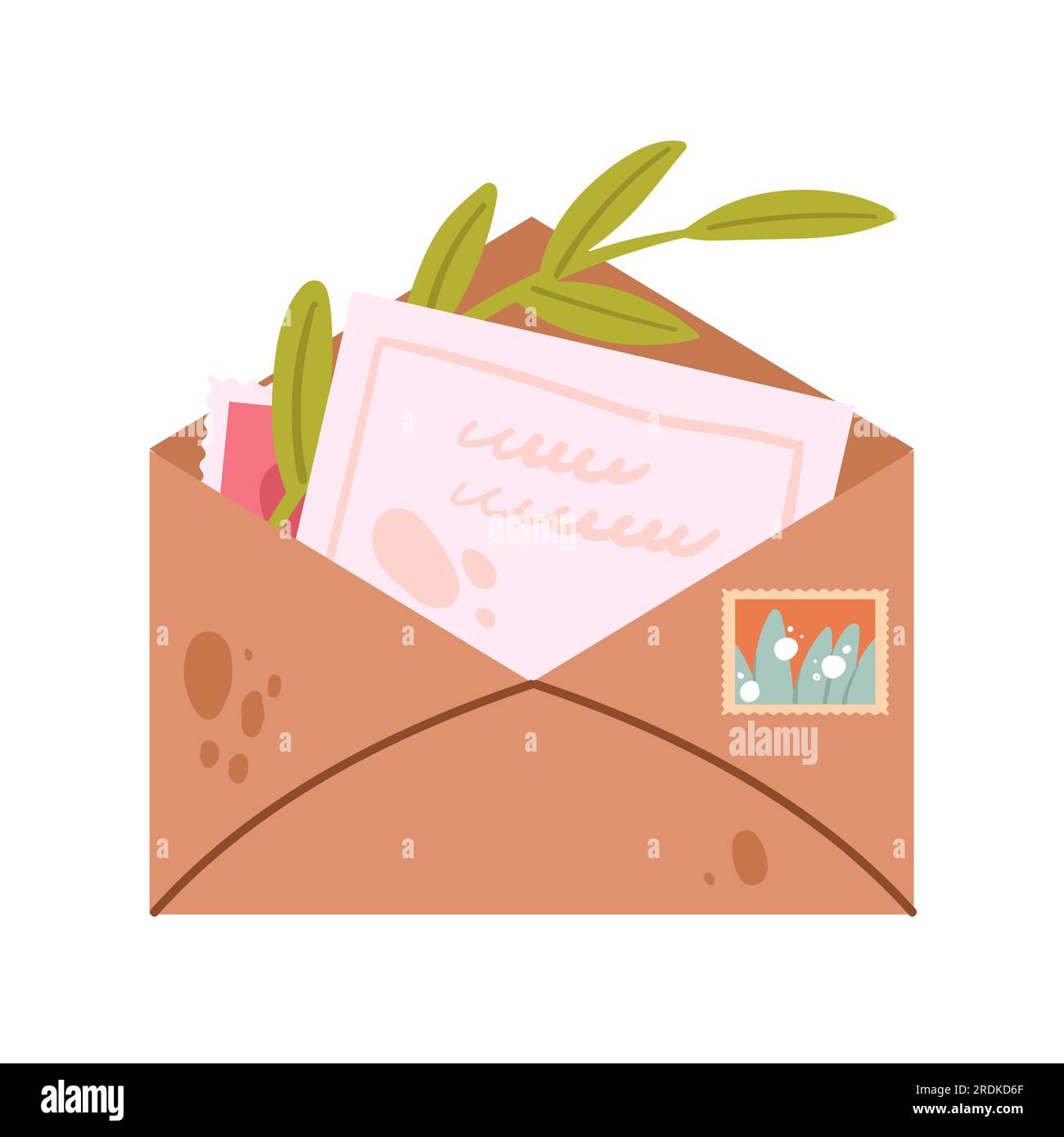 Open envelope with letter. Postcrossing, send postcard with decor ...