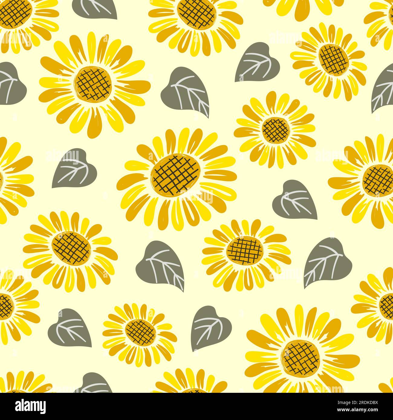 Seamless hand drawn sunflower pattern Stock Vector Image & Art - Alamy