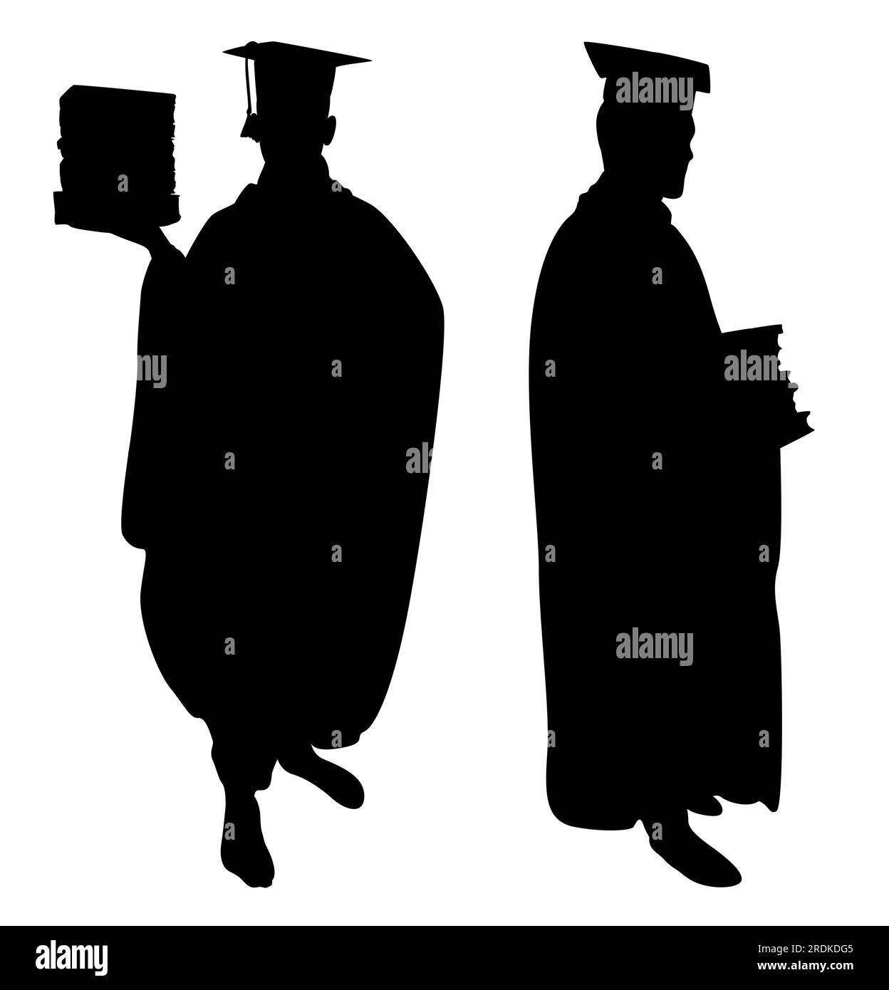 Vector silhouettes of two people Graduation celebration event. Isolated ...