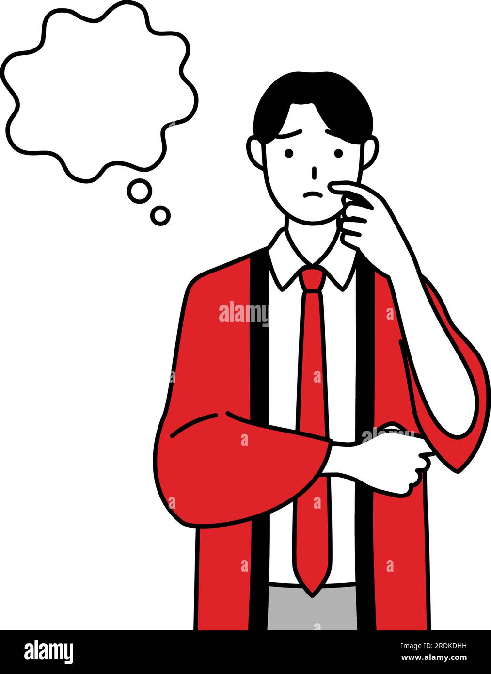 Man wearing a red happi coat thinking while scratching his face, Vector ...