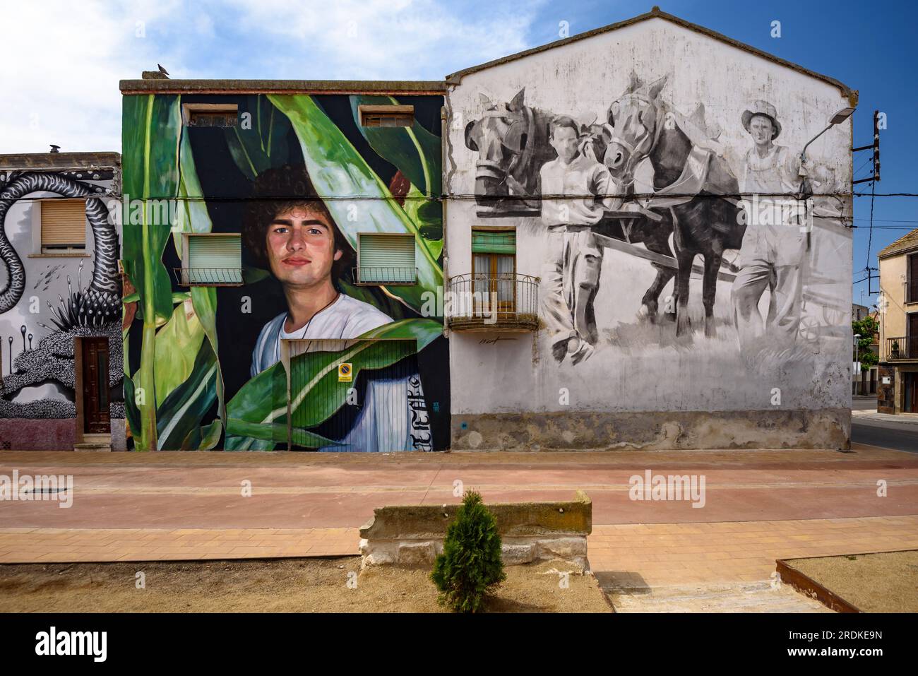 Murals painted on houses in the town of Penelles after the Gar-Gar ...