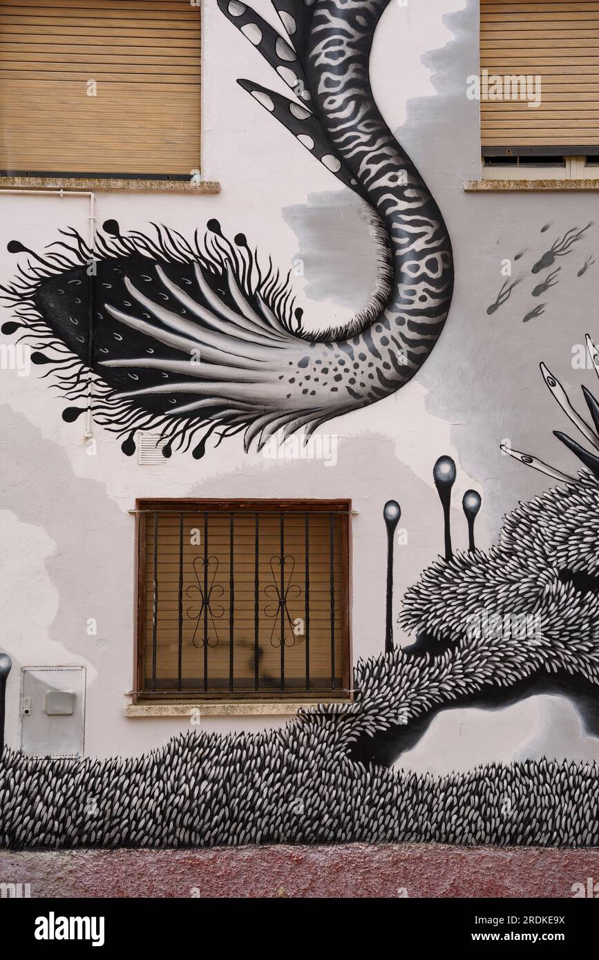 Murals painted on houses in the town of Penelles after the Gar-Gar ...
