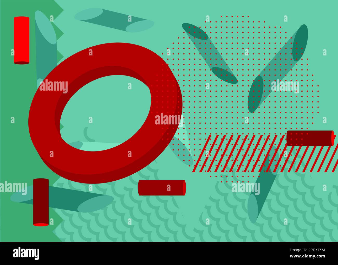 Turquoise and red graphic background illustration design. Vector with ...