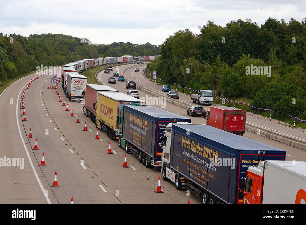 Ashford, Kent, UK. 22 July, 2023. Operation Brock is in place on the ...