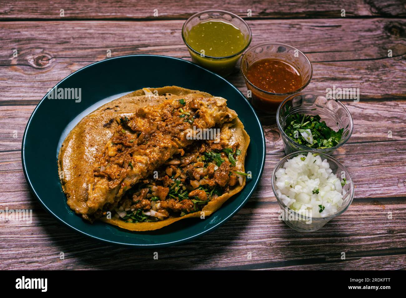 Gringa, typical Mexican dish. Gringa pastor a la diabla served with ...