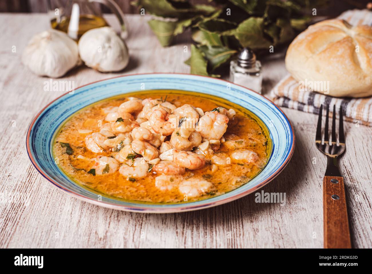 Shrimp dish with garlic or pil-pil, ready to eat Stock Photo - Alamy
