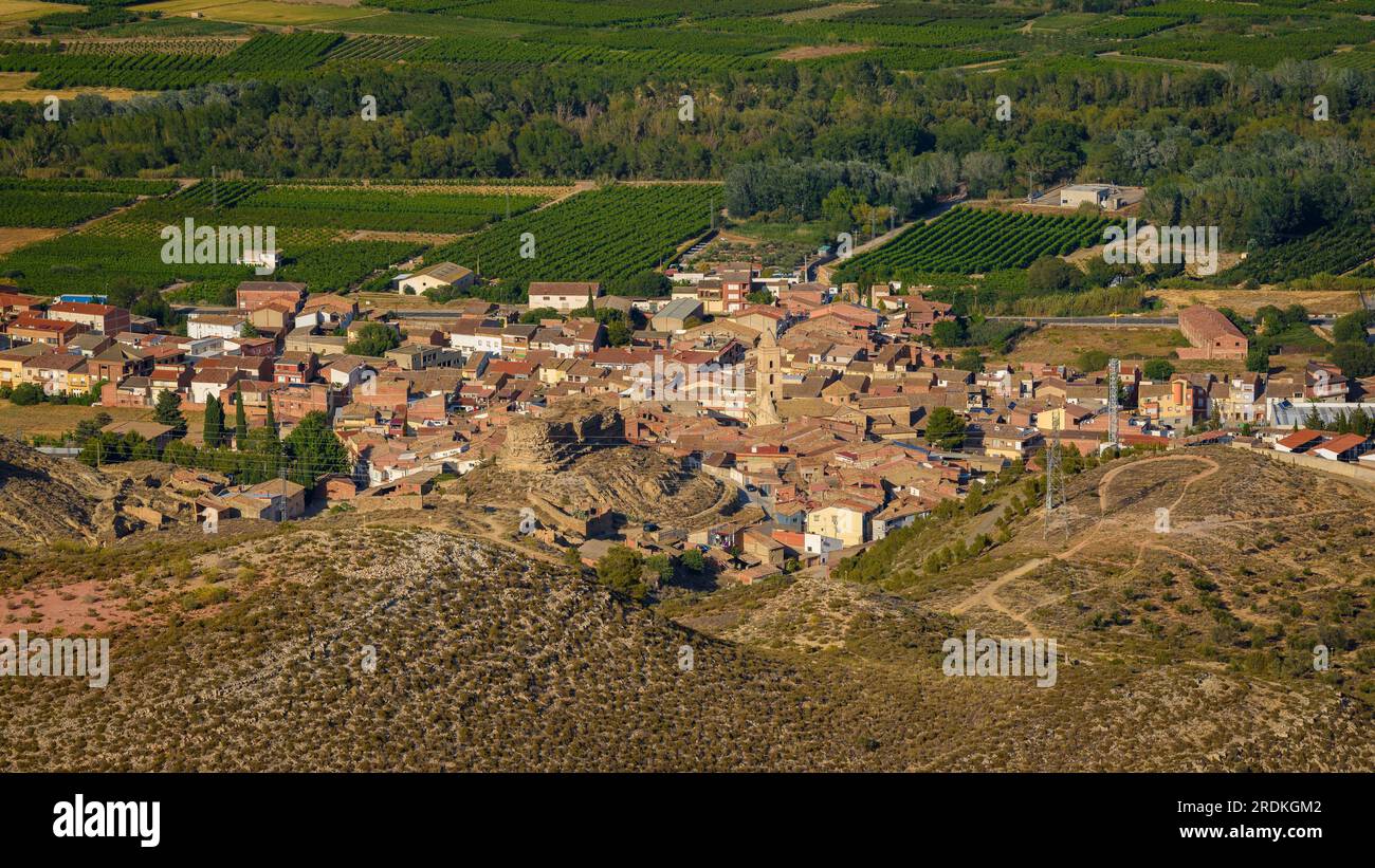 The town of Torrente de Cinca and its agricultural surroundings seen ...
