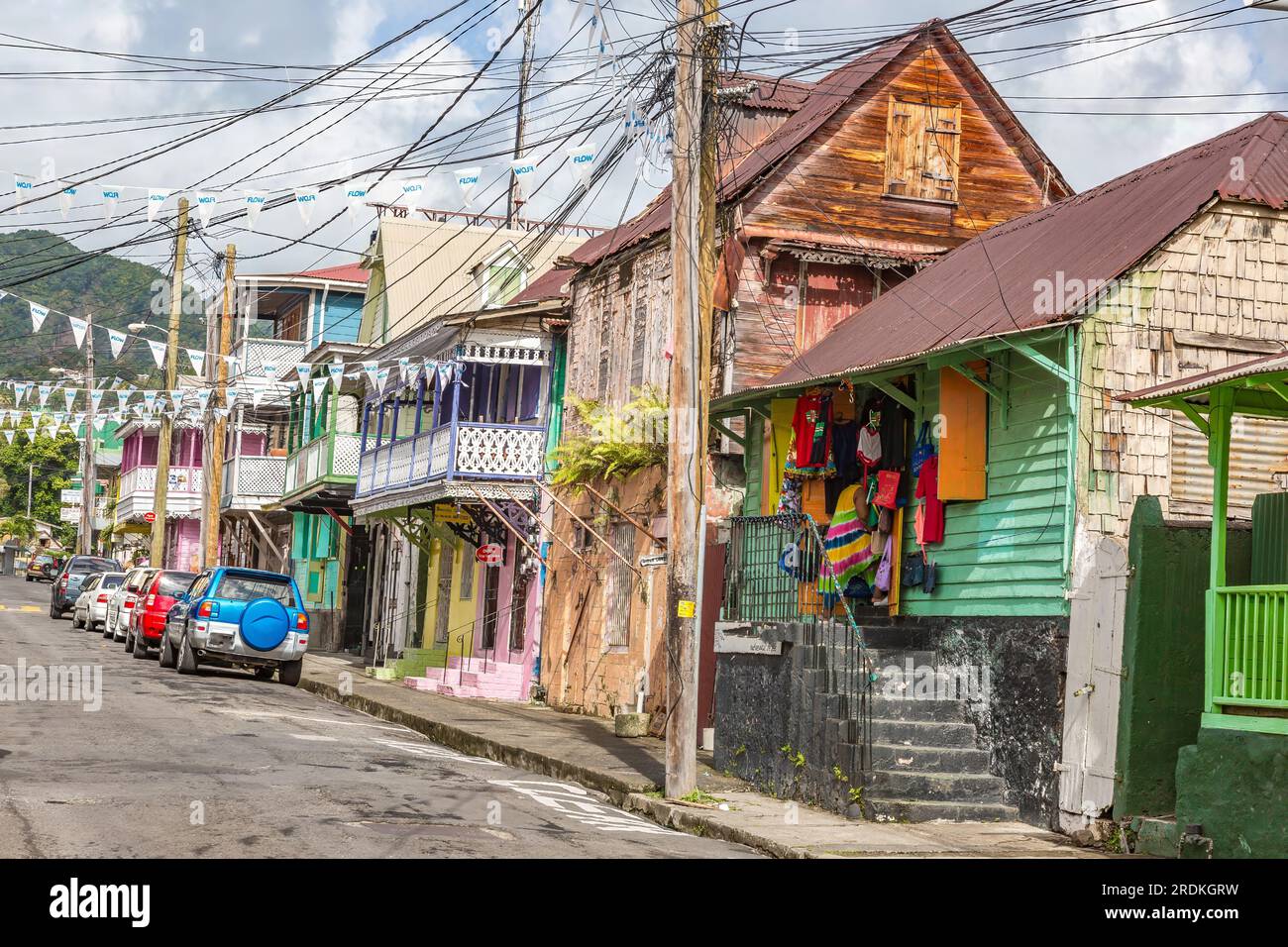 Street scene of the village Roseau on Dominica island Stock Photo - Alamy