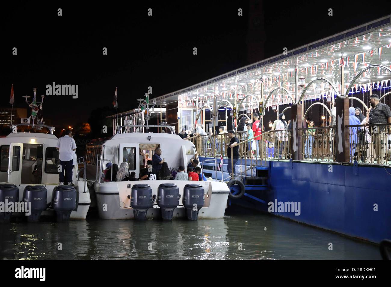 Baghdad, Iraq. 16th July, 2023. People take a river taxi in Baghdad ...