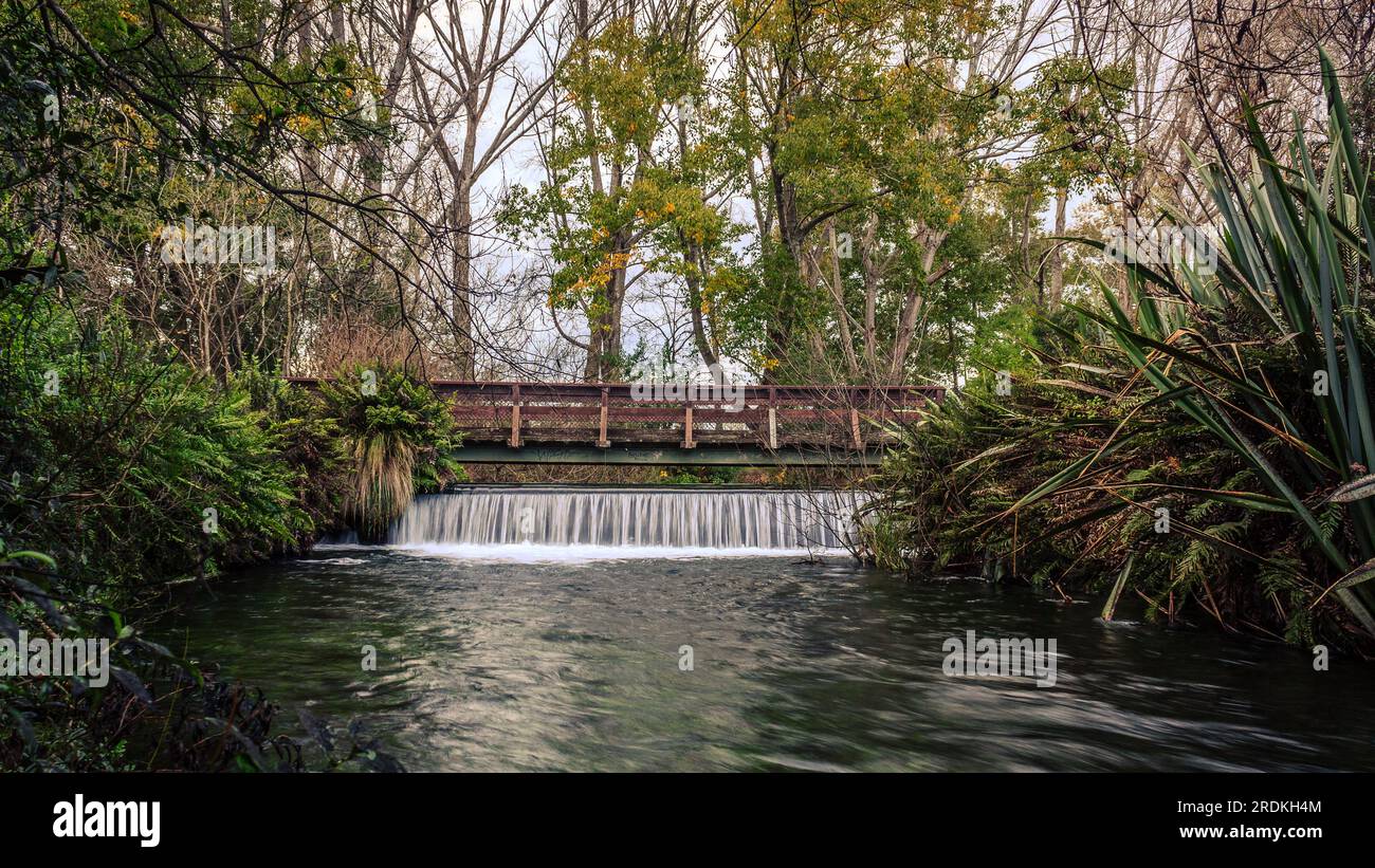 Bridge over weir, Christchurch Stock Photo - Alamy
