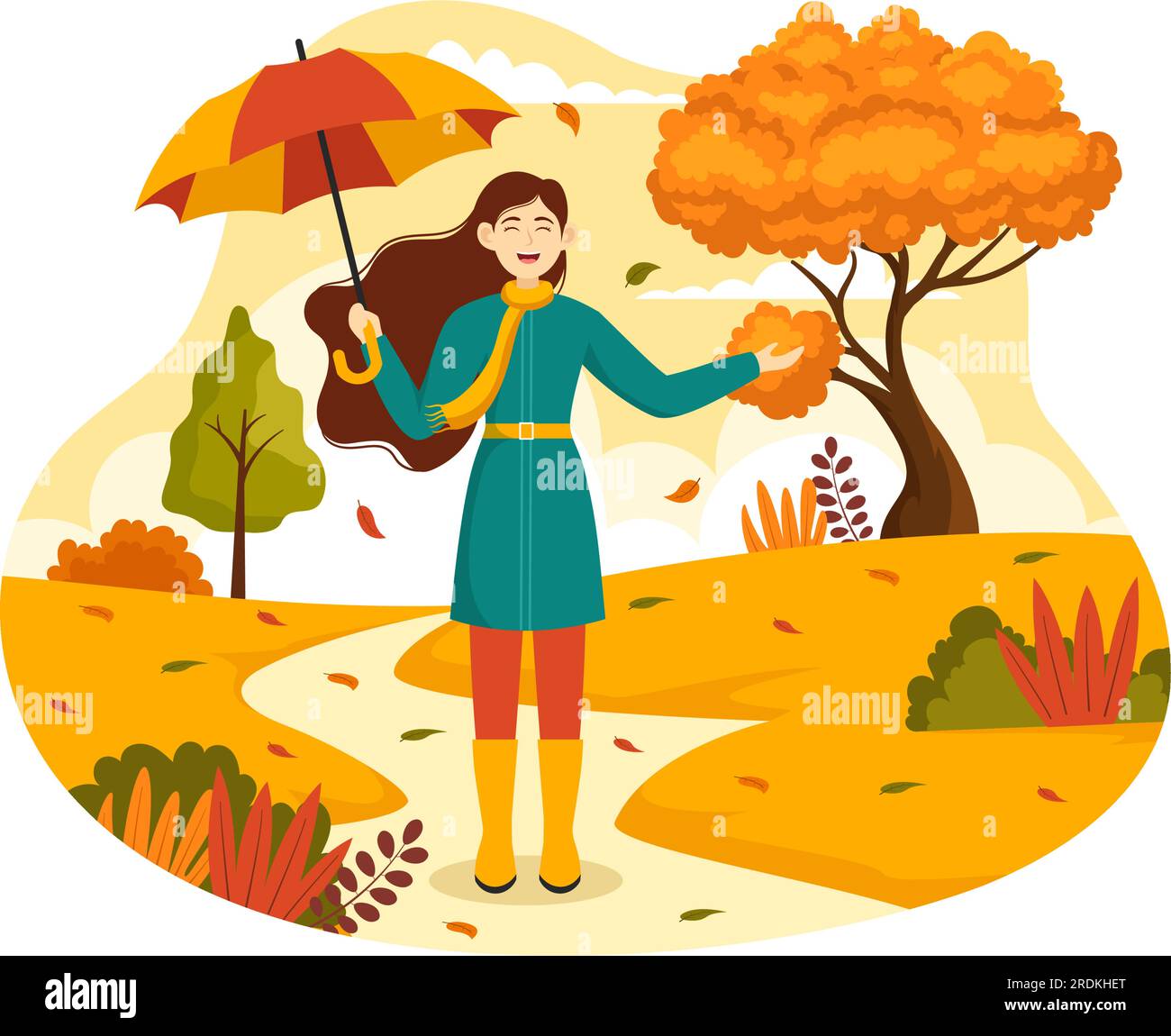 Fall Activity Vector Illustration with Activities like a People Rides a ...