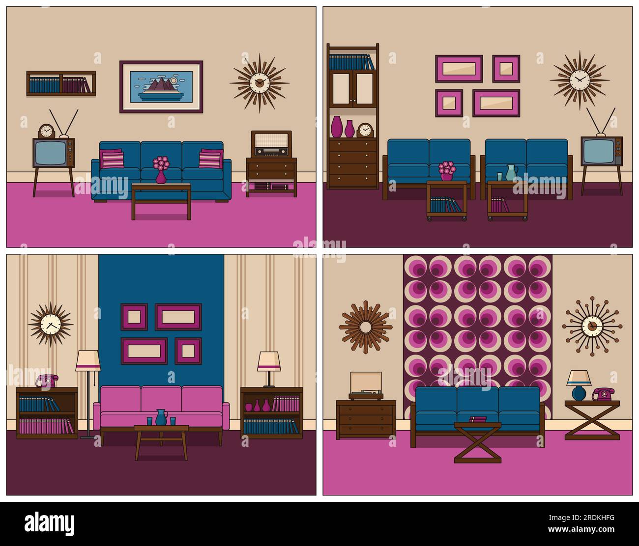 1960s retro interior living room hi-res stock photography and images ...