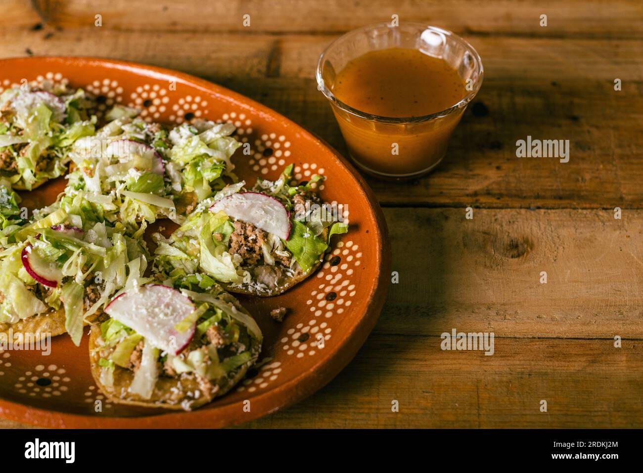 Colima style sopitos plate on wooden table. Typical mexican food Stock ...