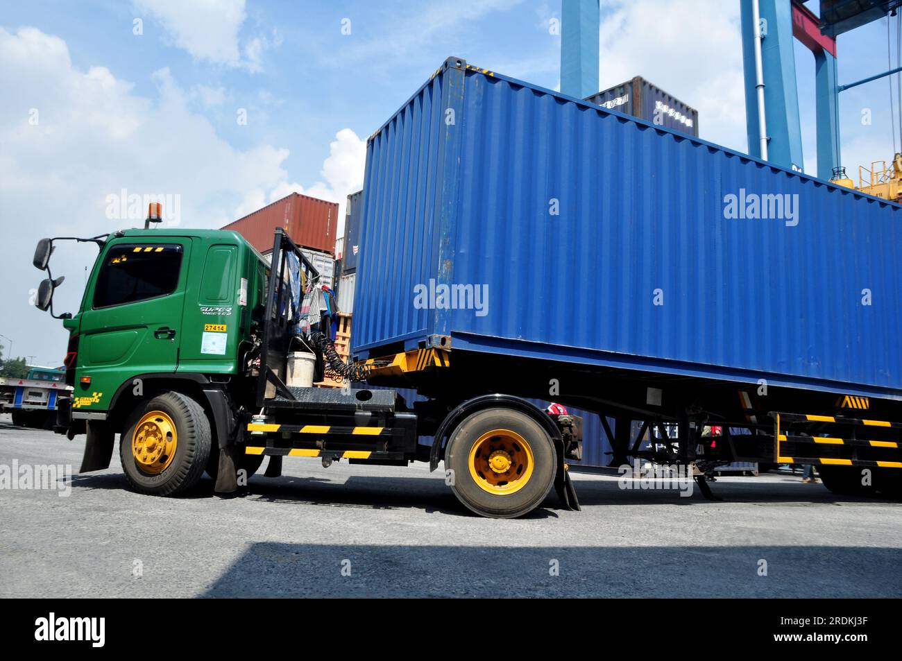 Jakarta, Indonesia - May 26, 2017 : Container loading and unloading ...