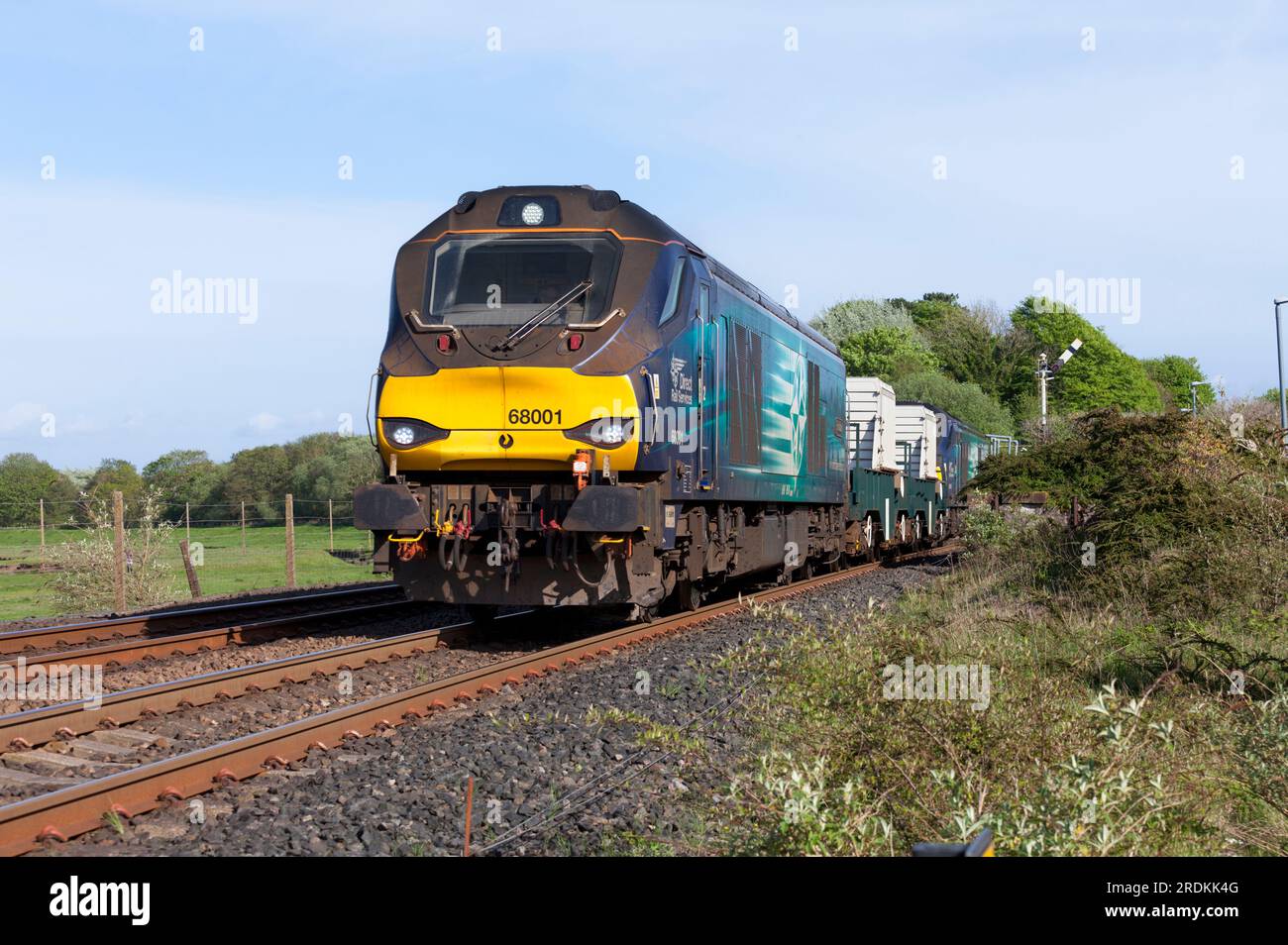 Direct rail services class 68 locomotive 68001 passing Arnside on the ...