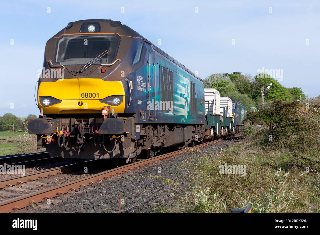 Direct rail services class 68 locomotive 68001 passing Arnside on the ...