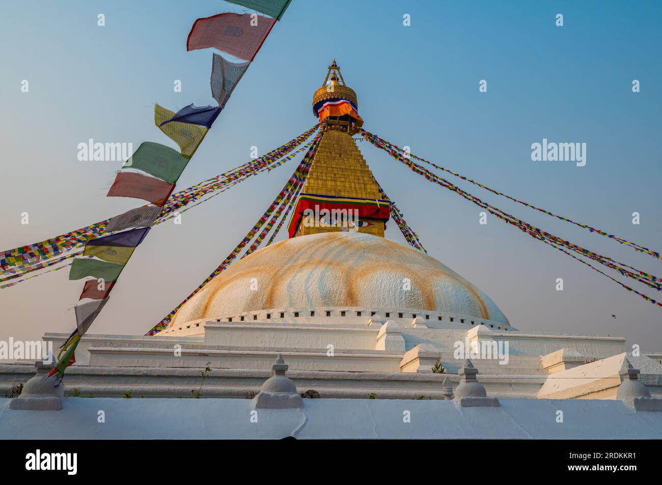 A landscape around Boudhanath, a stupa in Kathmandu, Nepal. Its massive ...