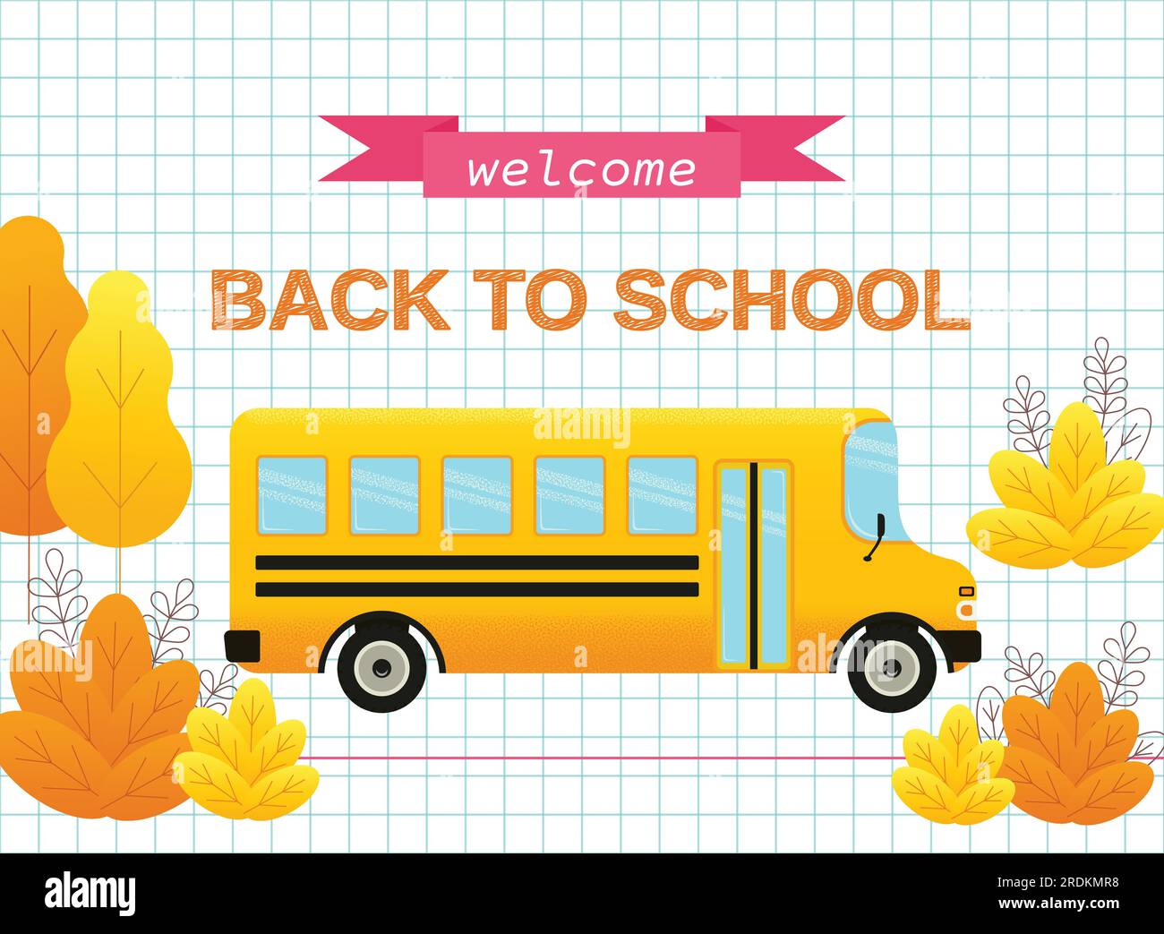 Welcome back to school banner. Vector. Poster with text, yellow school ...