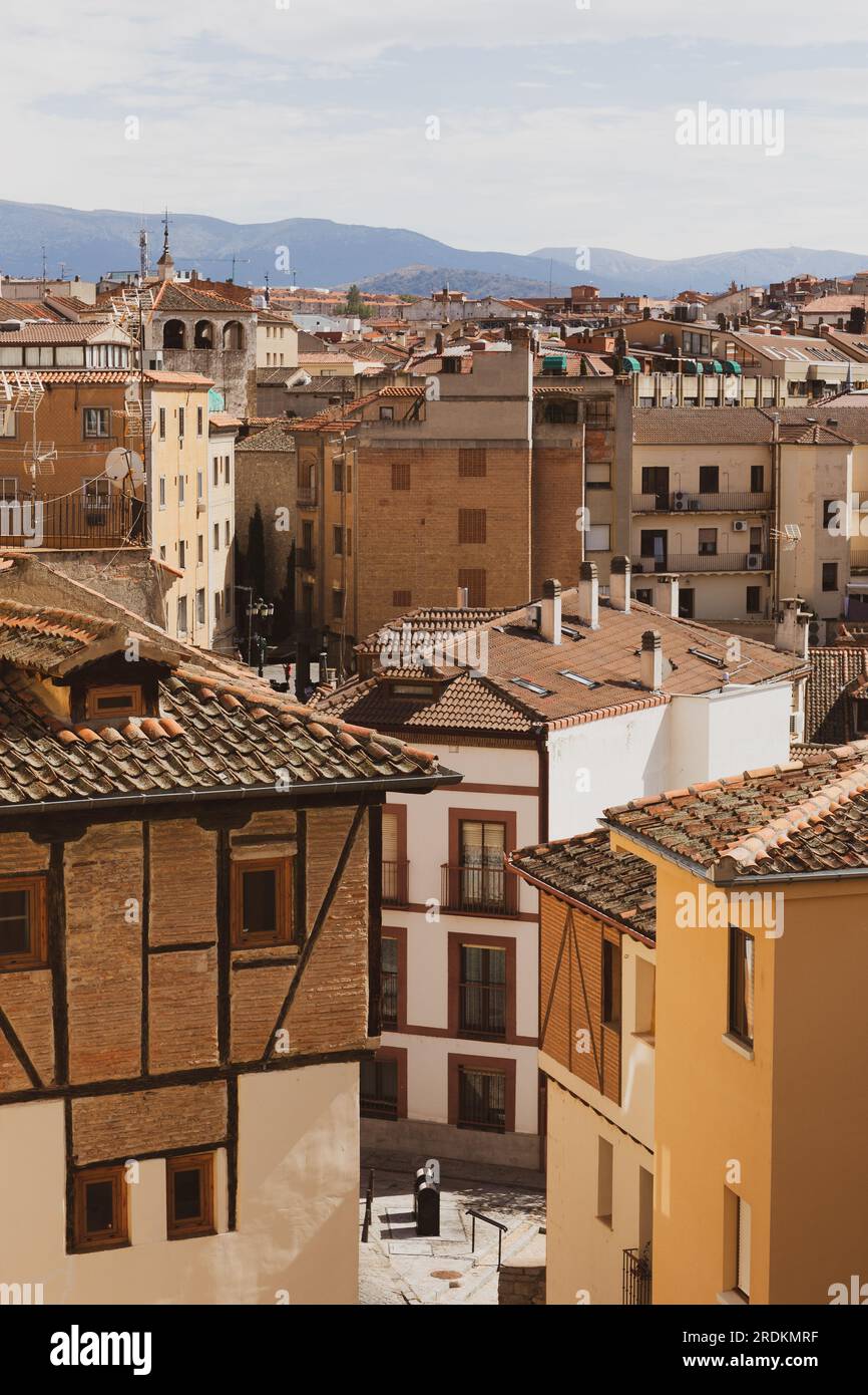 Segovia cityscape with narrow stone streets, medieval architecture and ...