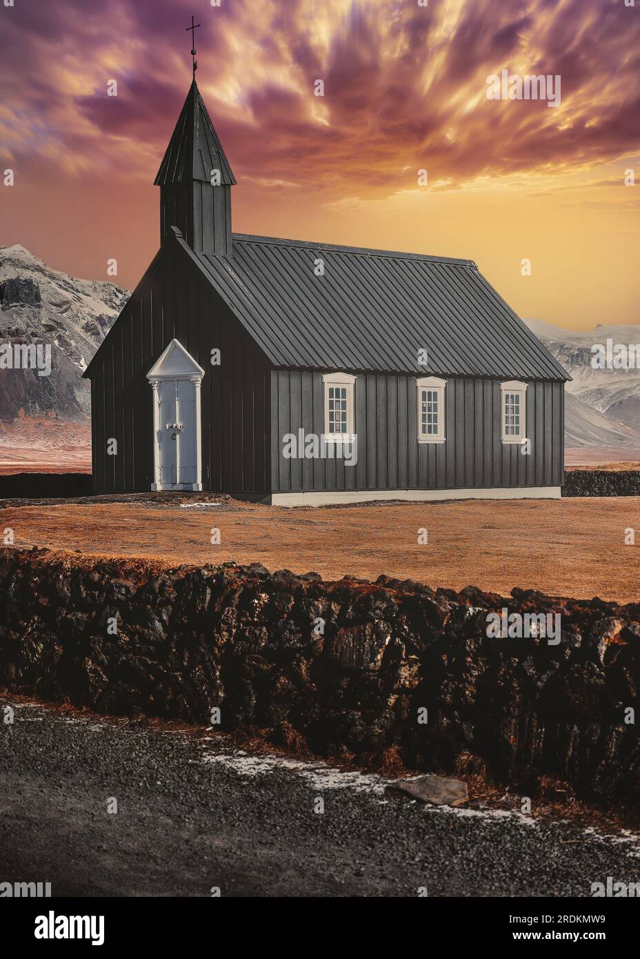 The Black Church of Budir at Evening: Architectural Beauty in Icelandic ...