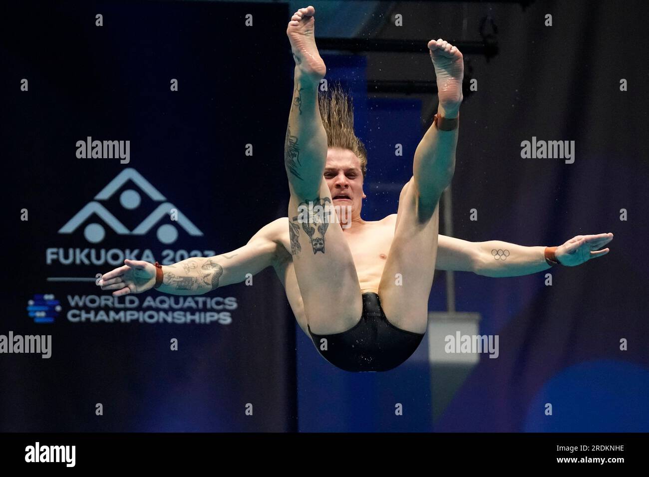 Cassiel Rousseau of Australia competes in the men's 10m platform final ...