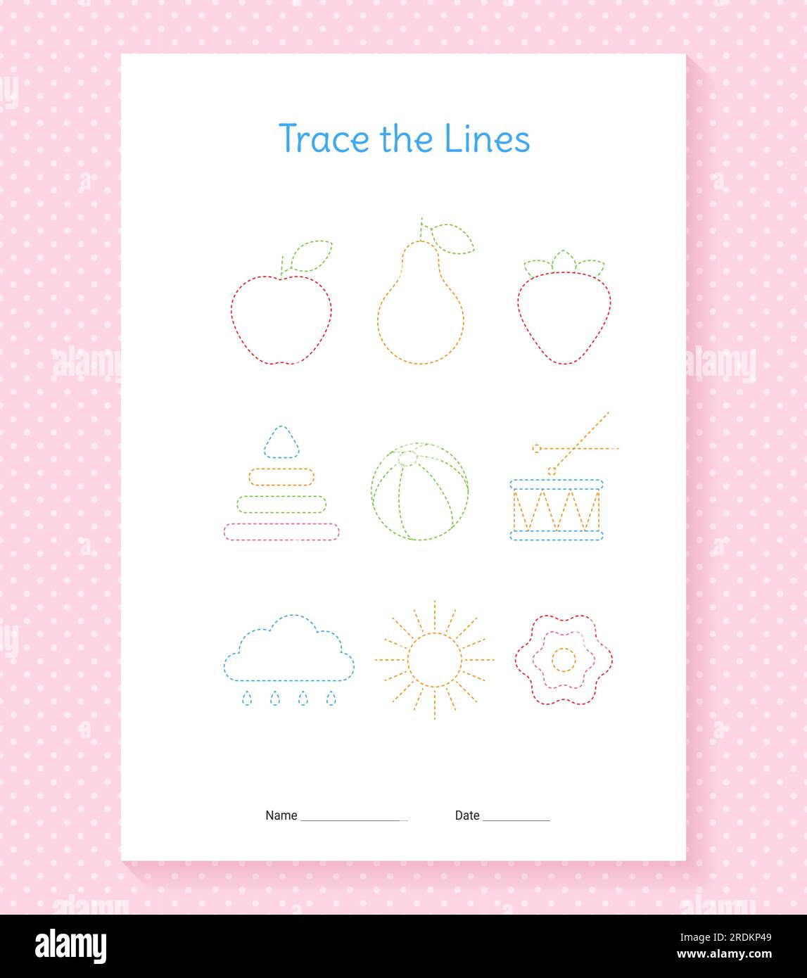 Worksheet tracing lines Stock Vector Images - Alamy
