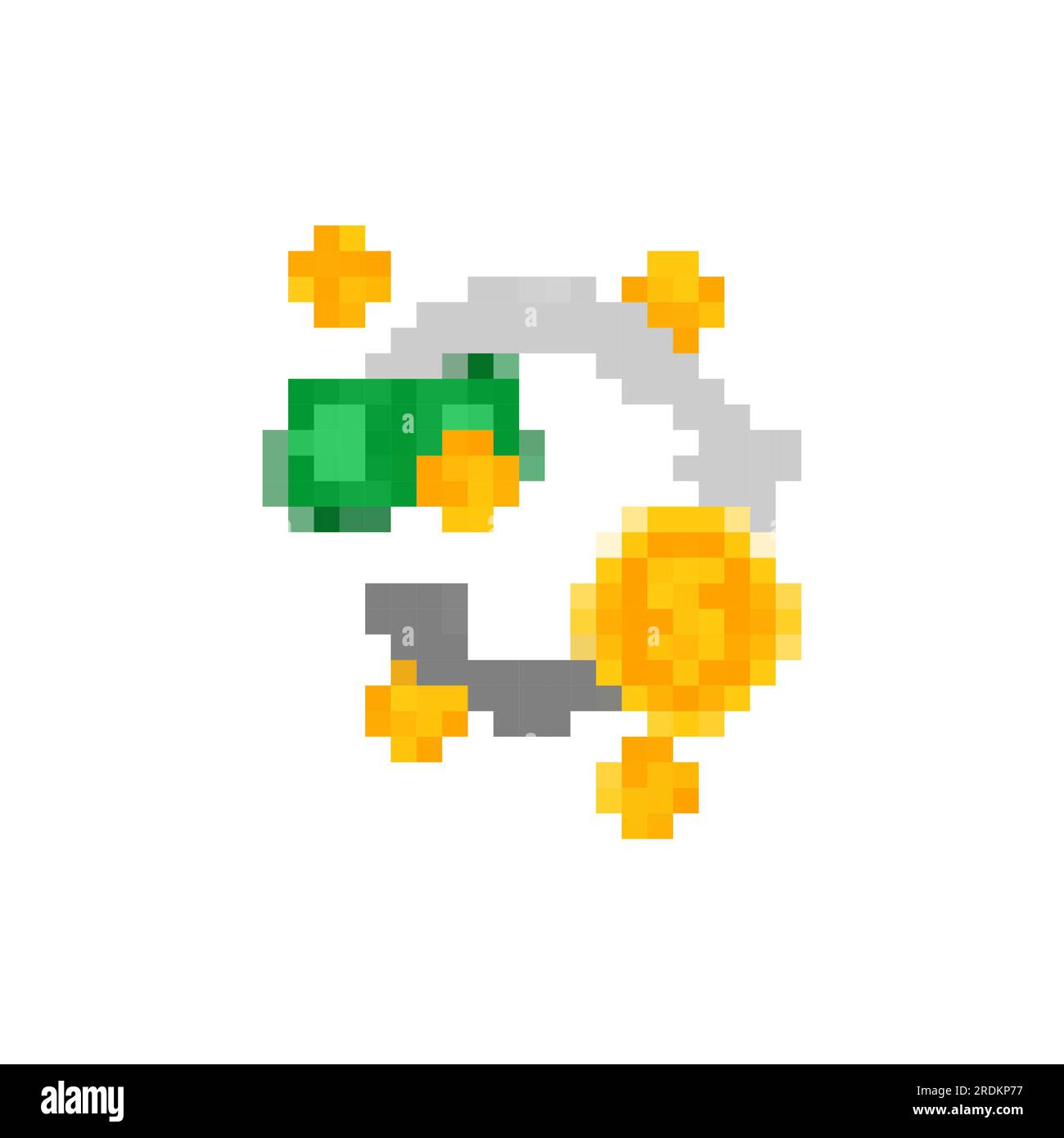 Money exchange icon pixel art isolated. Finance symbol pixelated. 8 bit ...