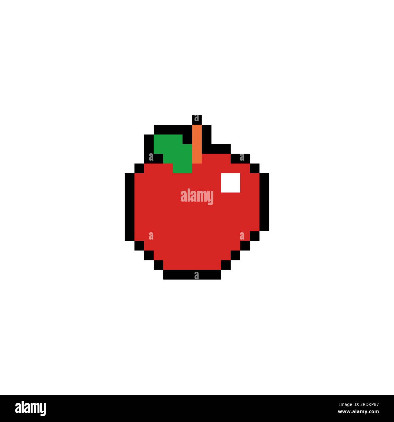 Apple pixel art icon isolated. 8 bit food sign. pixelated Symbol for ...